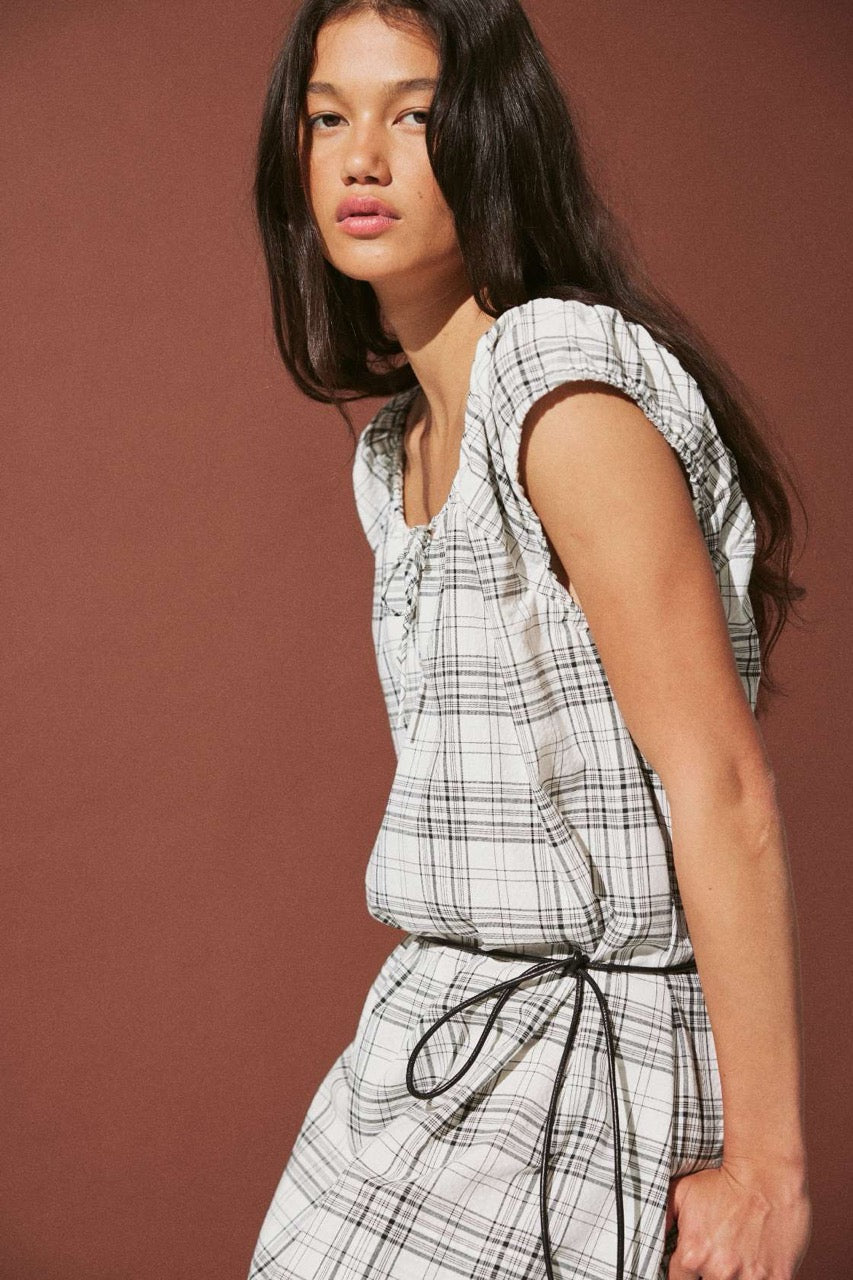 Delilah Dress - Black and Cream Check – Hey Love